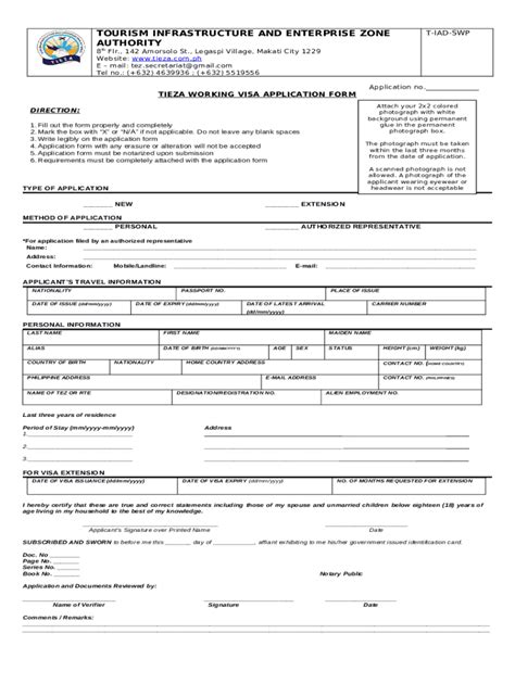Principal And Dependent Application S Philippines Tieza Gov Doc Template Pdffiller