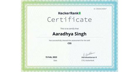 aaradhya singh on linkedin hackerrank skill certificate