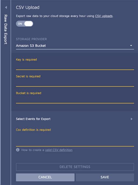 Adjust Raw Data Export Settings Documentation For Admost Api Services