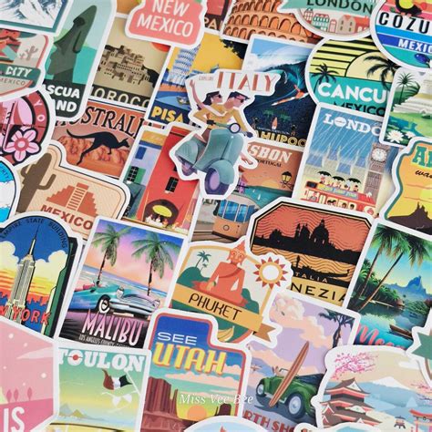 Travel The World Iconic Landmarks Theme Stickers Matte Finish