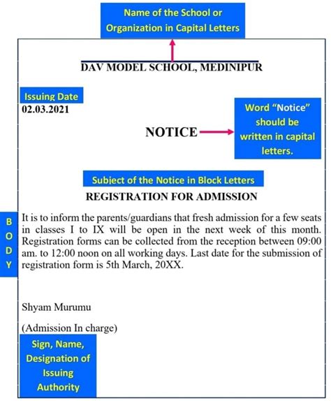 Notice Writing For Class 11 Format Types And Examples