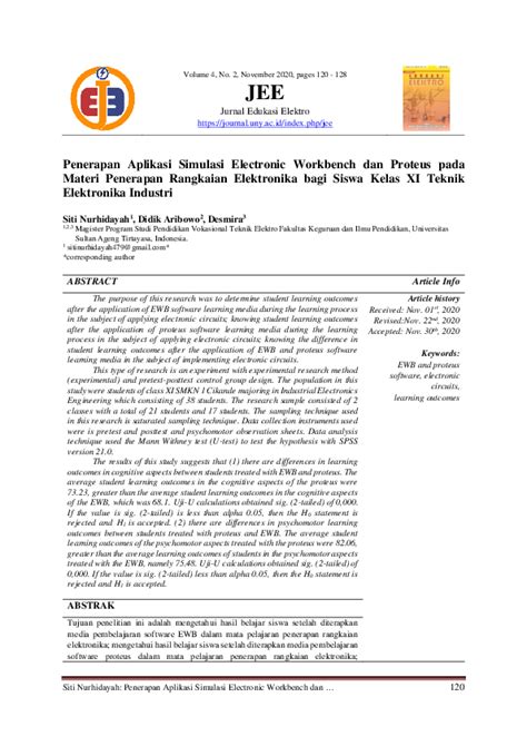 Pdf Penerapan Aplikasi Simulasi Electronic Workbench Dan Proteus Pada Materi Penerapan