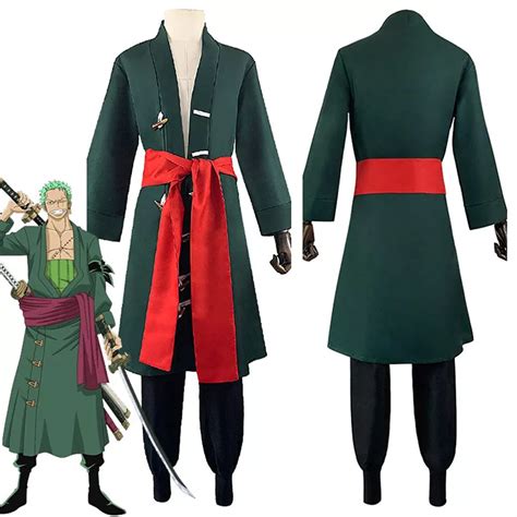 Roronoa Zoro Cosplay Costumes Dark Green Samurai Uniform Outfits For