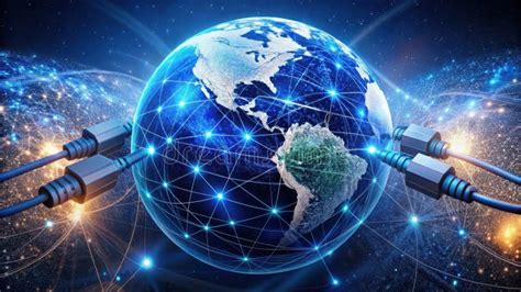 Global Network Connections A Digital World Interconnected By Cables And