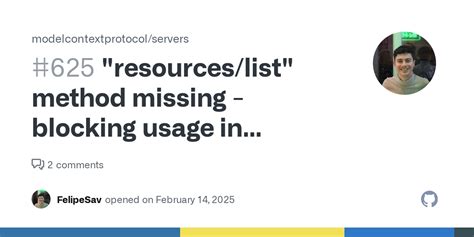 resources list method missing blocking usage in claude desktop · issue 625