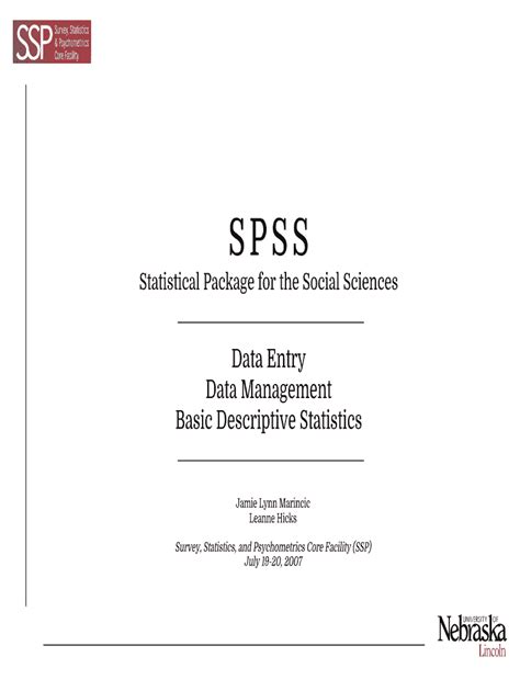 Fillable Online Sbsrc Unl Basic Descriptive Statistics Data Management
