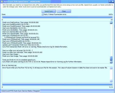 Possync Error Error Found While Sync Pos From Terminal To Hq