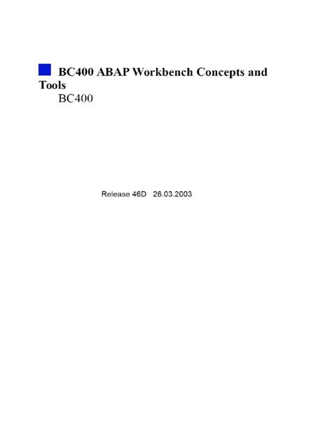 Pdf Bc400 Abap Workbench Concepts And Tools Wiac Info Pdf