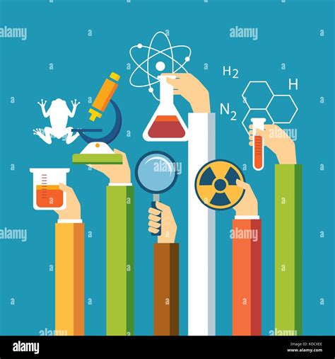Science Concept Physics Chemistry Biology Flat Design Stock Vector Art And Illustration Vector