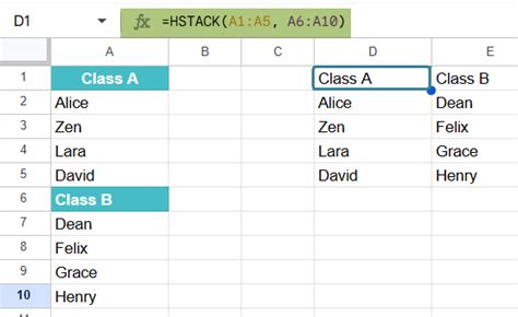 HSTACK Function In Google Sheets Examples How To Use