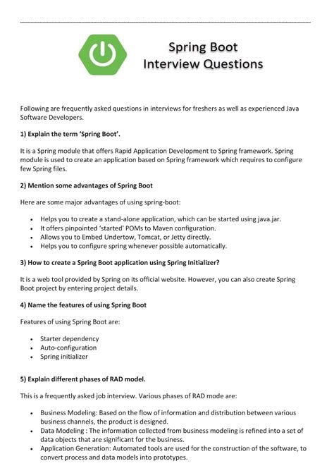 Spring Boot Interview Questions With Answer Following Are Frequently