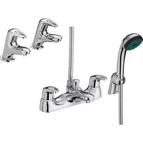 Bristan Cadet Basin Taps And Bath Shower Mixer Tap Pack With Kit Chrome