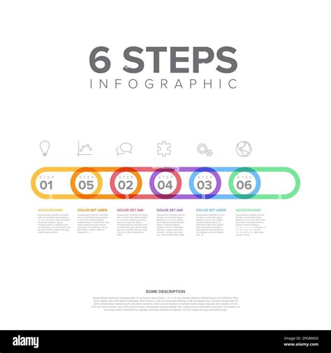 Six Vector Rounded Horizontal Progress Steps Template With Numbers