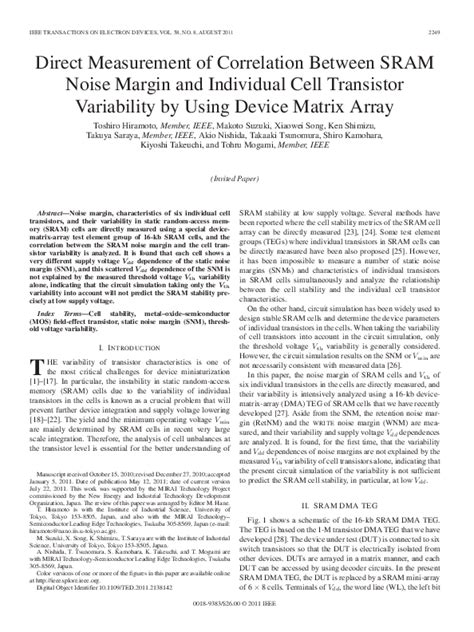 Pdf Direct Measurement Of Correlation Between Sram Noise Margin And Individual Cell Transistor