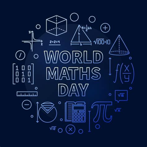 Premium Vector World Maths Day Concept Vector Line Round Blue Banner