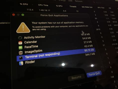 how to fix “your system has run out of application memory” on mac