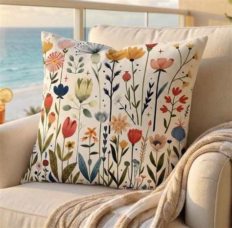 Wildflower Meadow Outdoor Pillow Floral Patio Porch Garden Decor