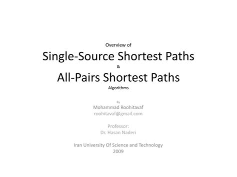 ppt overview of single source shortest paths and all pairs shortest paths algorithms powerpoint