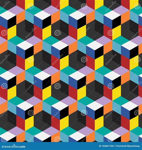 Seamless Abstract Cube Pattern Colorful Design Geometric Stock Vector Illustration Of