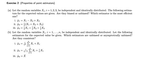 Solved Exercise 2 Properties Of Point Estimators A Let