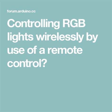 Control Rgb Lights Wirelessly