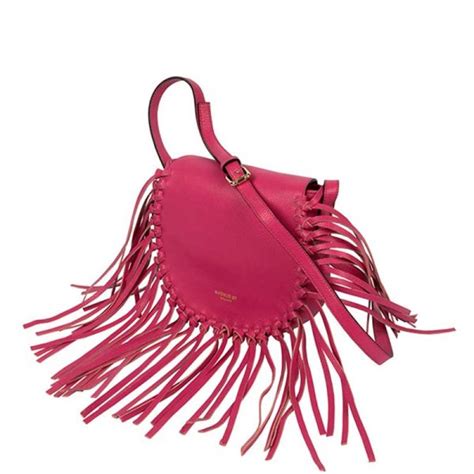 Avenue 67 Borsa Penelope Con Frange In Pelle Martellata Fucsia Con