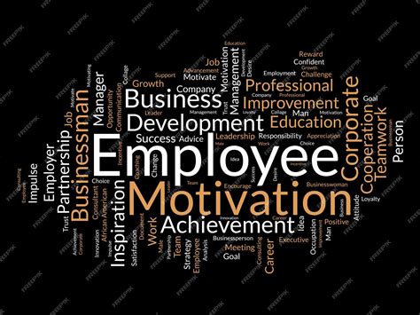 직원 동기 부여에 대한 단어 구름 배경 개념 직원 만족 벡터 일러스트 레이 션의 비즈니스 관리 기업 성취 동기 부여 프리미엄 벡터
