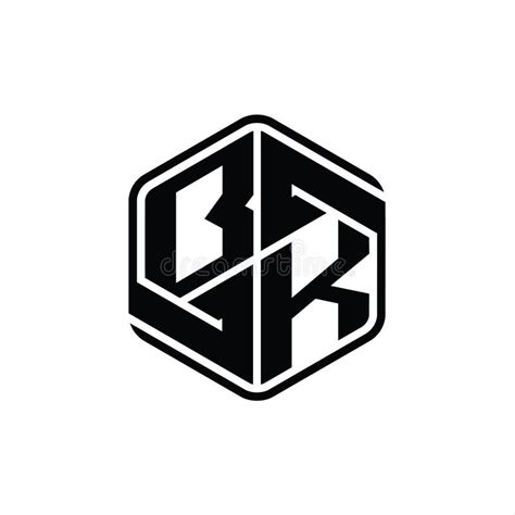 Bk Logo Monogram Hexagon Shape With Ornament Abstract Isolated Outline Design Template Stock