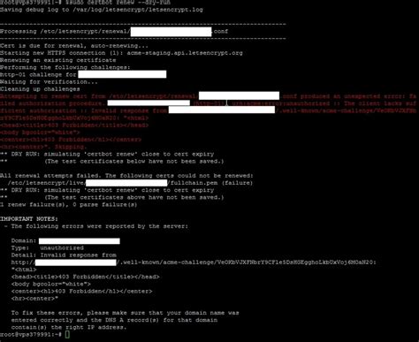 certbot failing to renew certificate error code 403 forbidden
