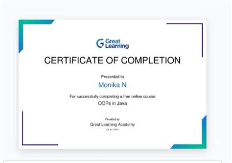 Monika N On Linkedin Very Excited Fot Announce Completion Of Oops In Java Conducted By Great