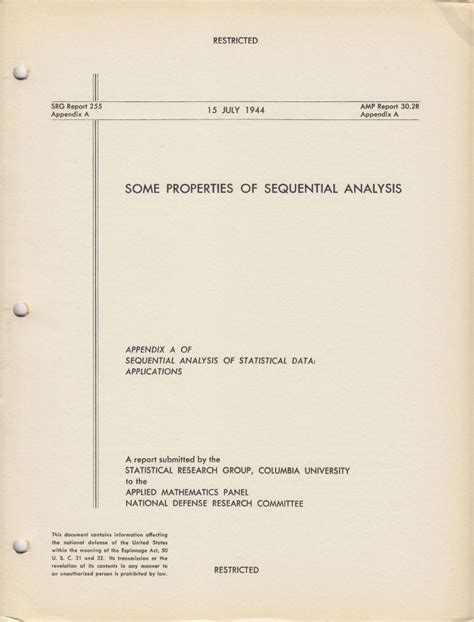Sequential Analysis Of Statistical Data Theory With Sequential Tests Of Statistical