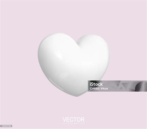 하얀 마음 현실적인 3d 디자인 아이콘 화이트 하트 심볼 사랑 벡터 그림 개념에 대한 스톡 벡터 아트 및 기타 이미지 개념 공휴일 금속의 Istock
