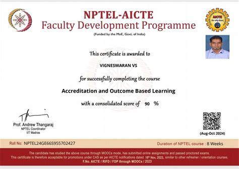 Vignes Waran On Linkedin Nptel Aicte Fdp Professionaldevelopment Accreditation