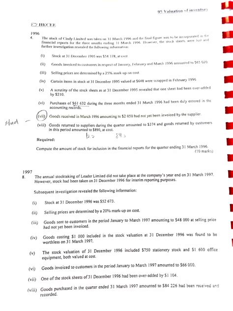 Bafs Exercise Value Of Inventory Pdf