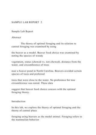 Running Head SAMPLE LAB REPORT Sample L Docx