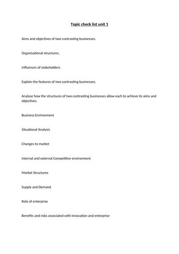 Unit 1 Exploring Business Teaching Resources