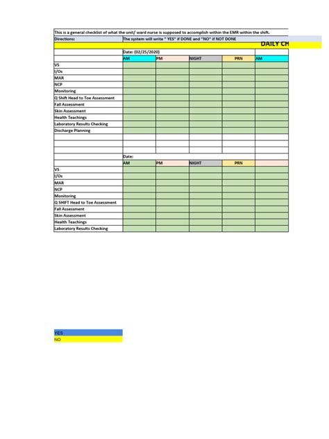 Emr Daily Checklist Format Pdf Clinical Medicine Medical Specialties