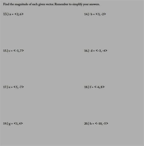 Mr Matts Math Classes Assignment Vector Component Form And Magnitude