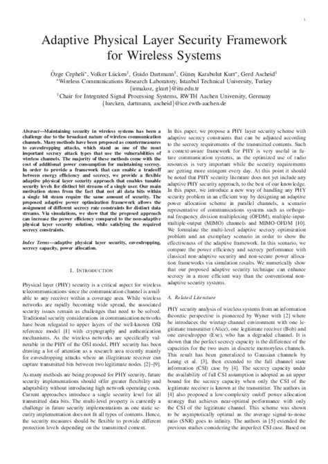 Pdf Adaptive Physical Layer Security Framework For Wireless Systems
