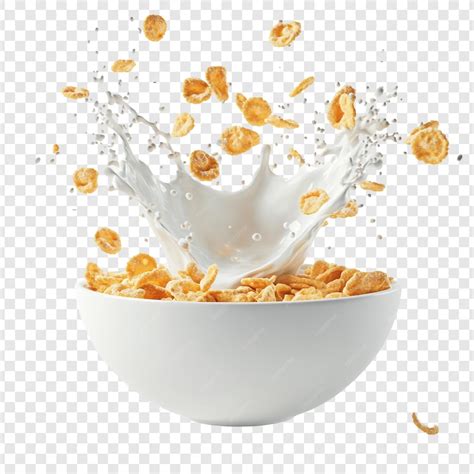 Milk Splashing On Cereal Bowl Premium Ai Generated Psd
