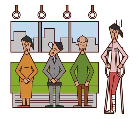 우선좌석에 앉지 못하게 하는 사람남성의 일러스트 무료 일러스트 소재집 Kukukeke