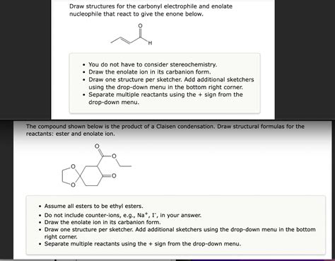 solved draw structures for the carbonyl electrophile and