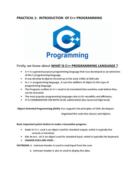 Practical 1 Introduction Of C Programming Firstly We Know About
