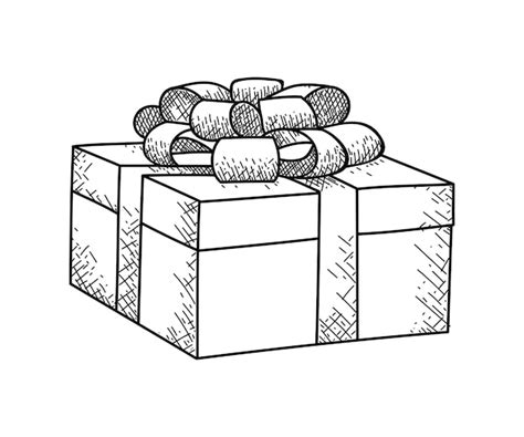 선물 상자 벡터 스케치 흰색 배경 벡터 일러스트 레이 션에 고립 프리미엄 벡터
