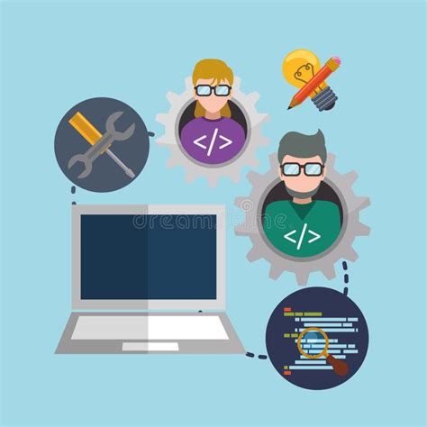 Developer Web Responsive Design Stock Vector Illustration Of Gear