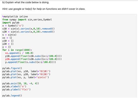 Solved 4 Symbolic Vs Numerical Solutions A Use The Sympy