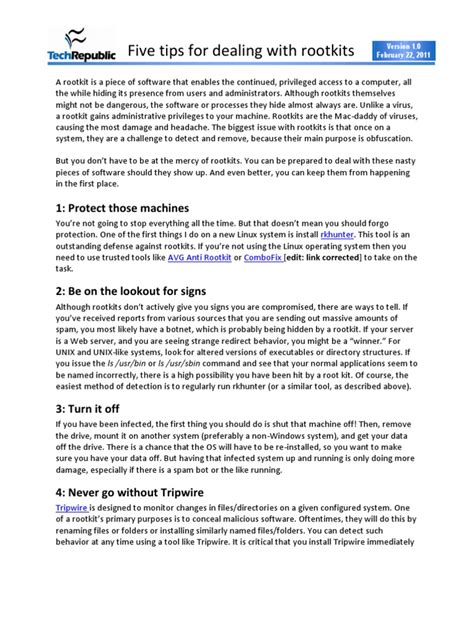 five tips rootkits pdf computer network security areas of