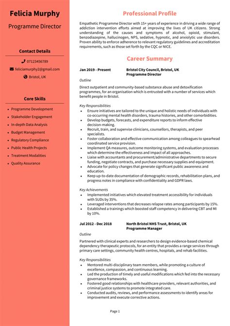 2 Programme Manager Cv Examples And Guide [land Top Roles]