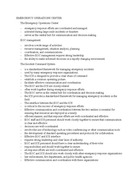 Emergency Operations Center Notes 1 Emergency Operations Center The Emergency Operations