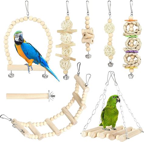 Juguetes De Loro Pájaros 8 Piezas Con Juguete De Masticación Y
